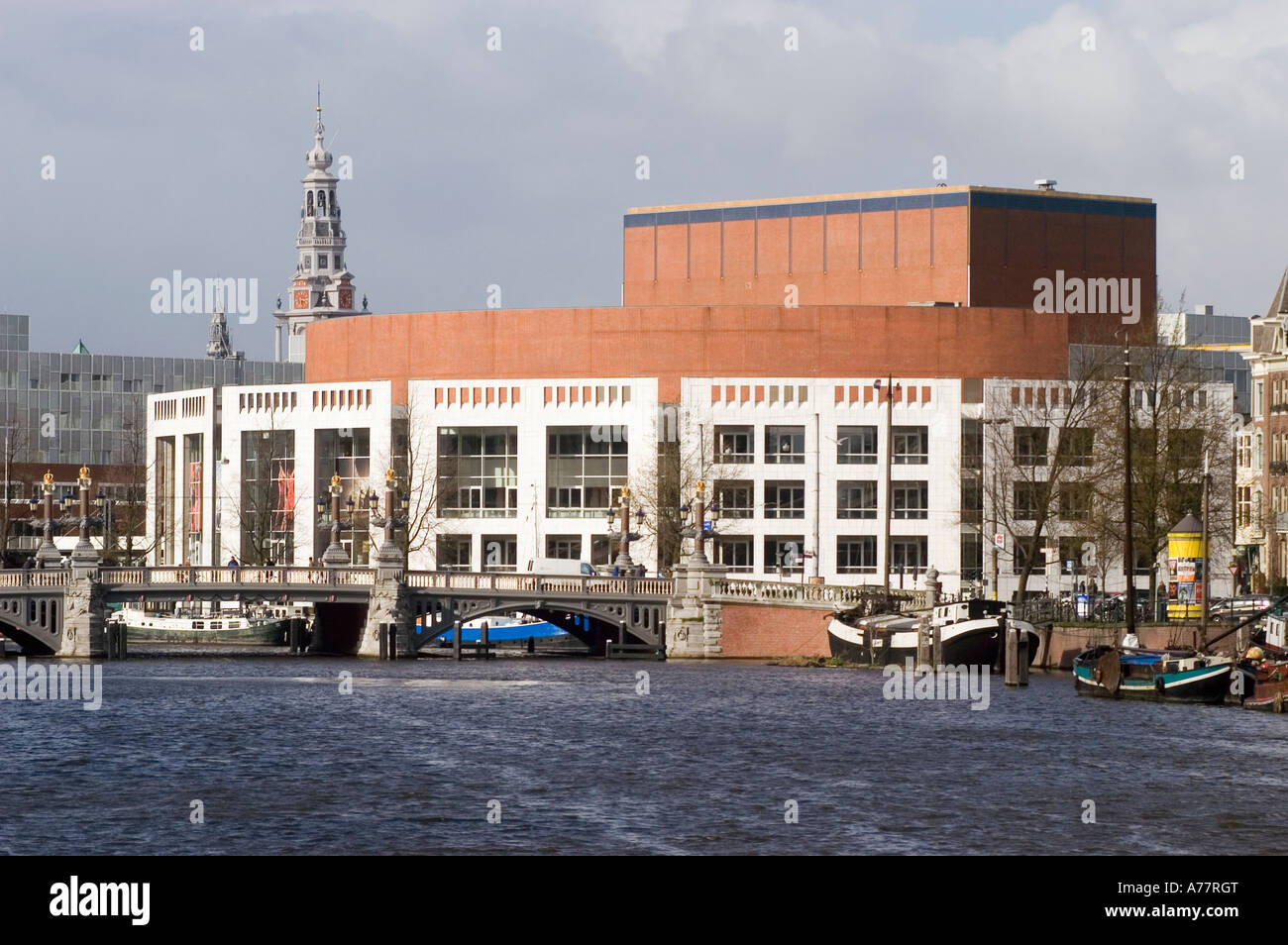 White modern building of Stopera Opera Music Theatre and Stadhuis ...