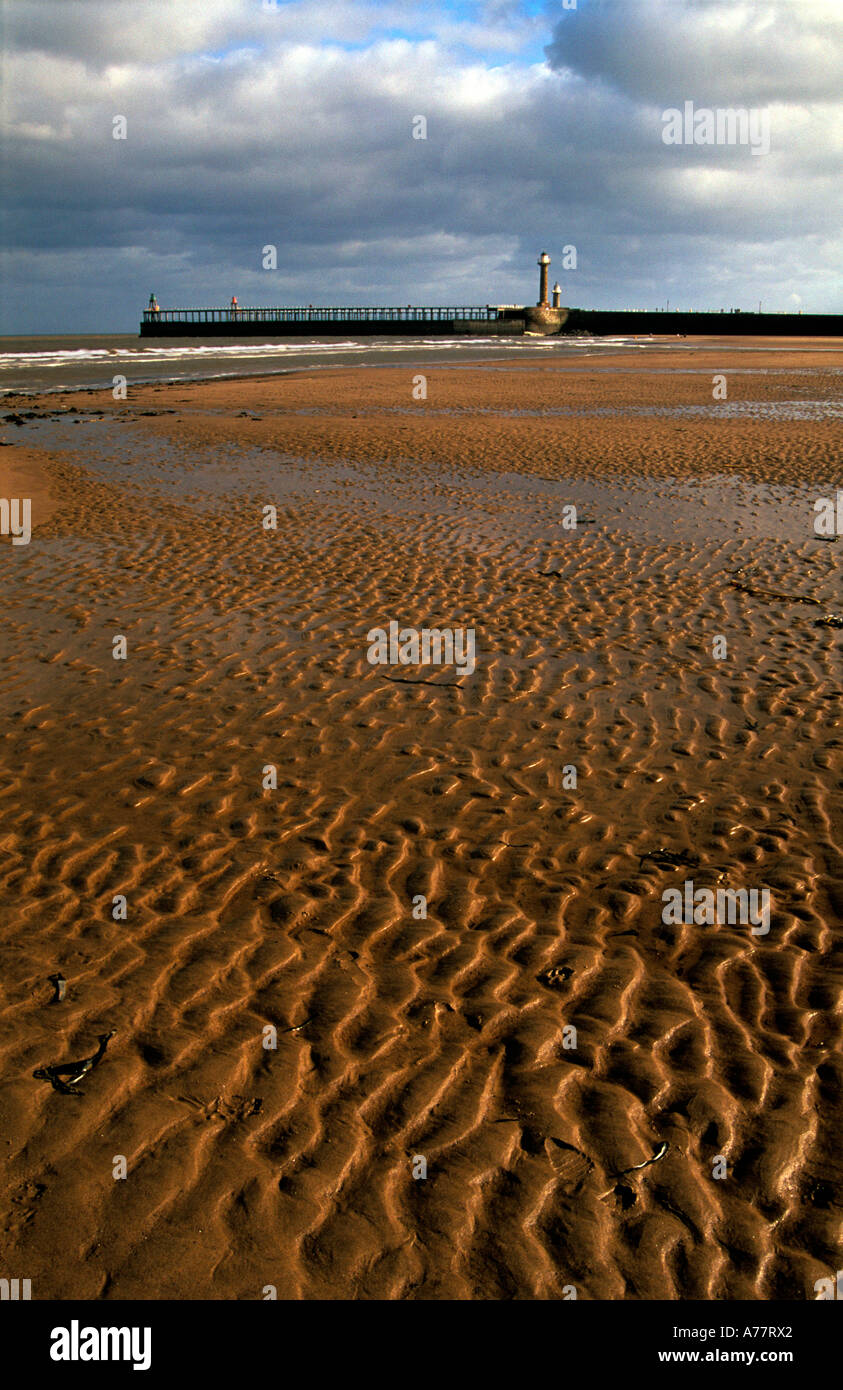 Whitby Sands and West Pier, Whitby, North Yorkshire, England ,UK Stock ...