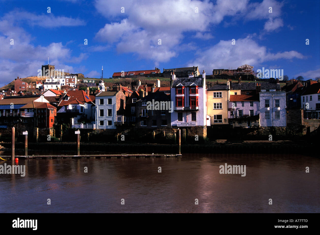Lower Harbour and St Mary's Church, Whitby, North Yorkshire, England ...