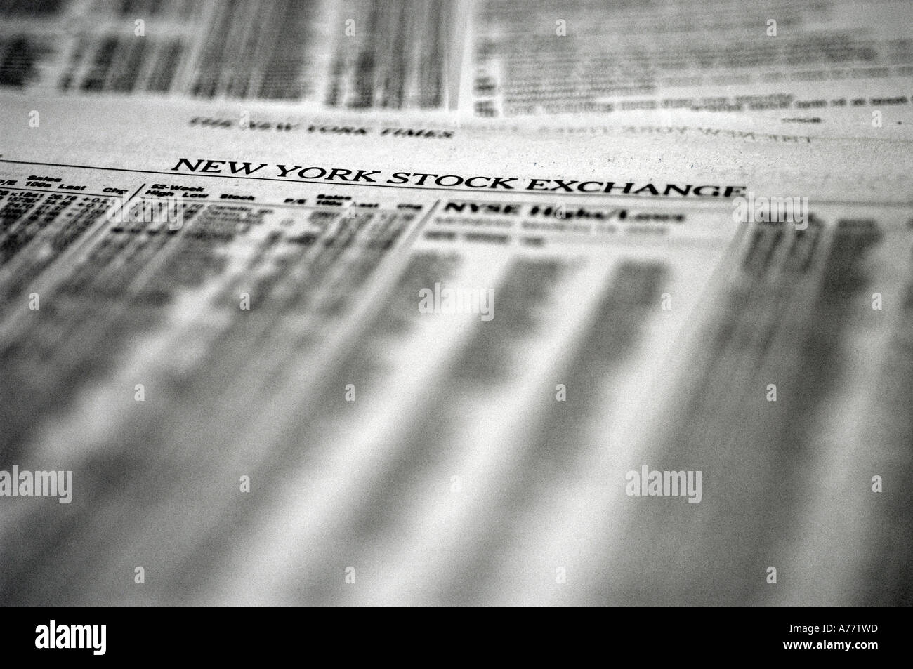 The stock tables in the New York Times Stock Photo - Alamy