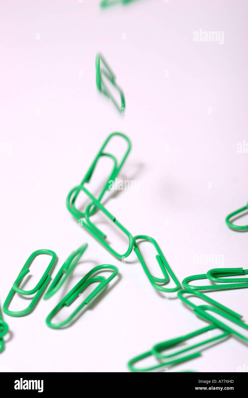 0289 - Falling green paperclips Stock Photo - Alamy