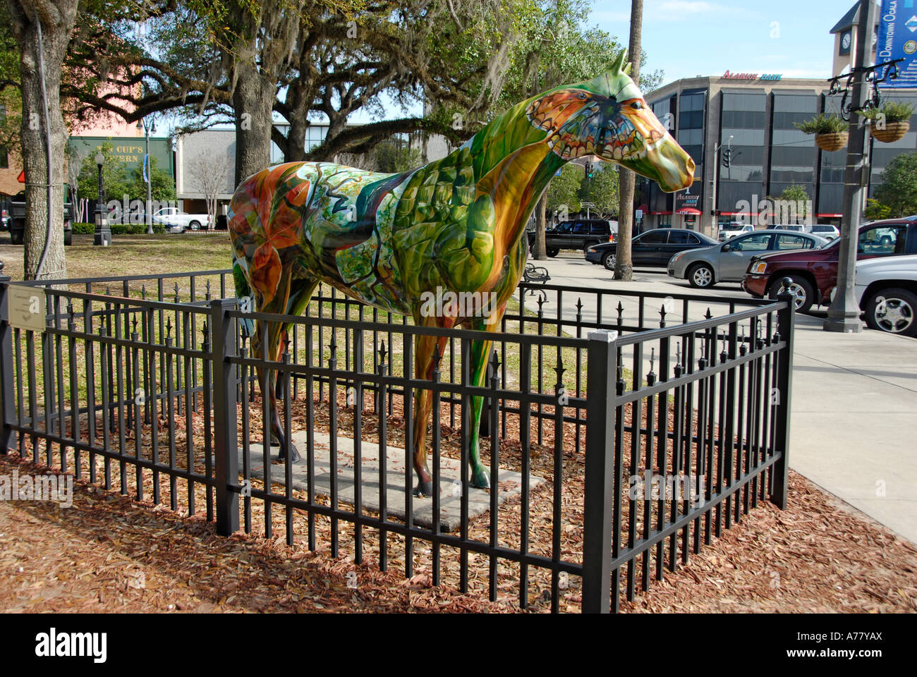 Horse statue display honors the horse farming country surrounding Ocala ...