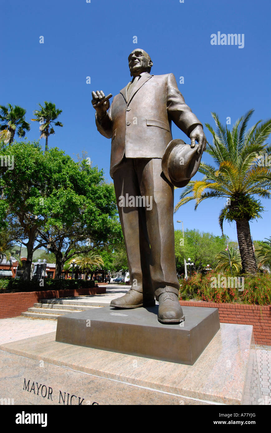 Statue of Mayor Nick C Nuccio in Ybor Centennial Park in Ybor City of ...