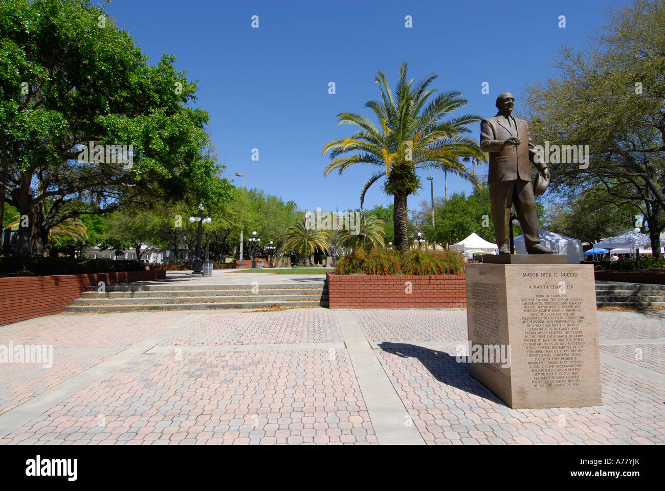 Statue of Mayor Nick C Nuccio in Ybor Centennial Park in Ybor City of ...