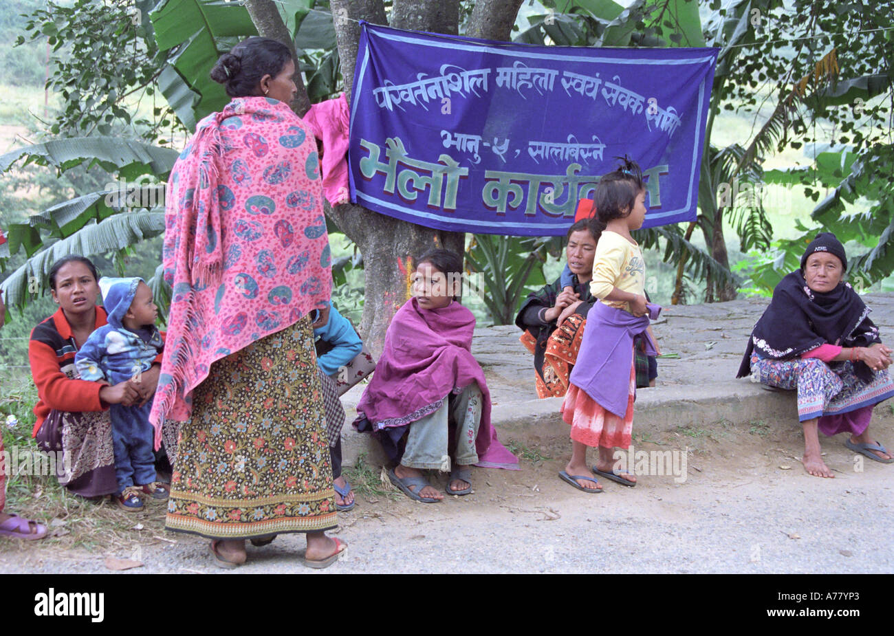 Nepali woman gathering on roadside at Prithvi Hwy central Nepal Stock ...