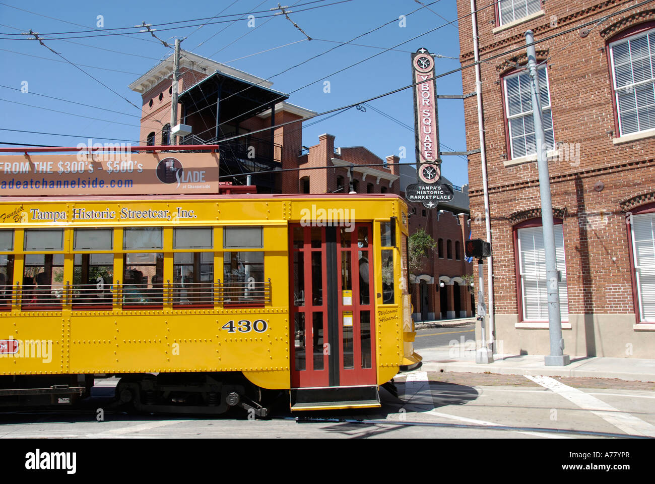 Electric trolley transportation to Ybor City of Tampa Florida FL Stock ...