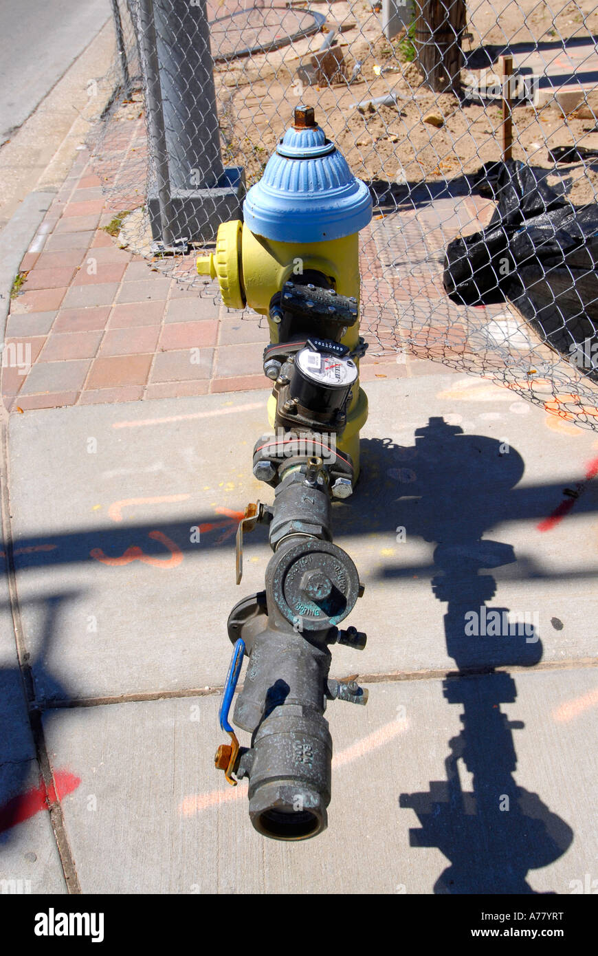 Public fire hydrant and meter used to measure the water coming from the ...