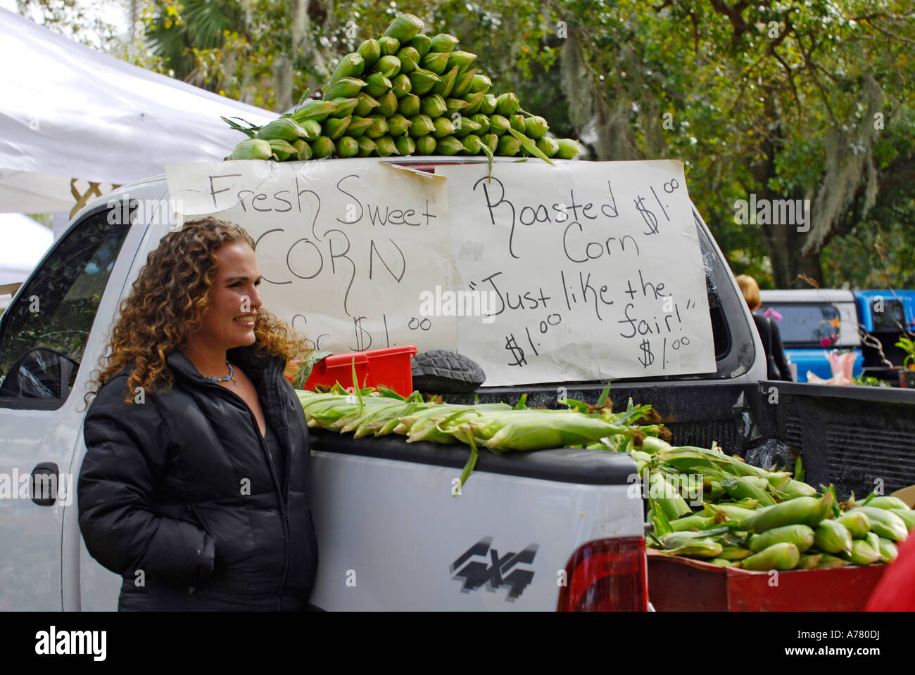 Corn Stand at Sunday Market Eola Park Downtown Orlando Florida US Stock ...