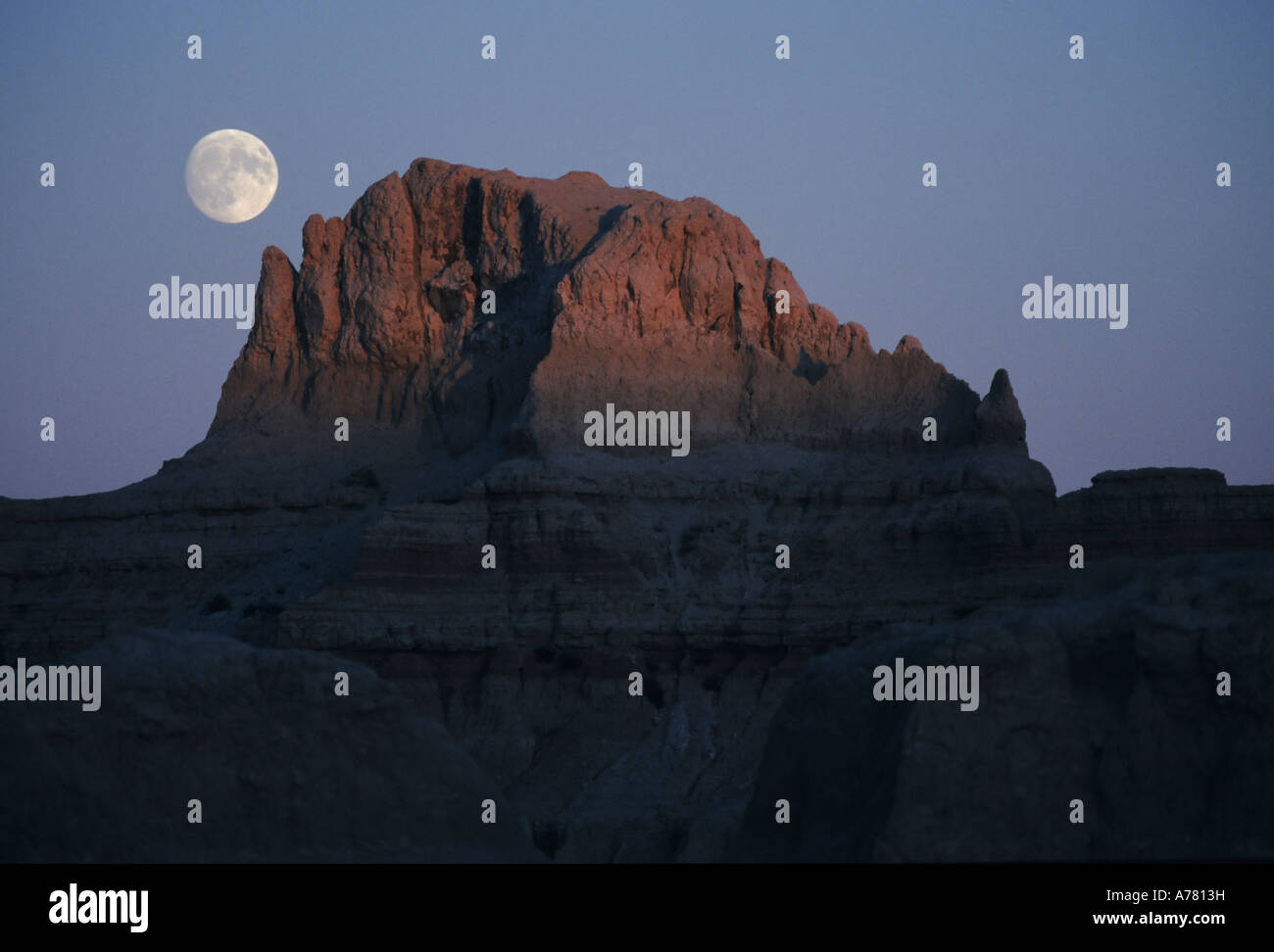 Moonrise over Badlands of South Dakota Stock Photo - Alamy