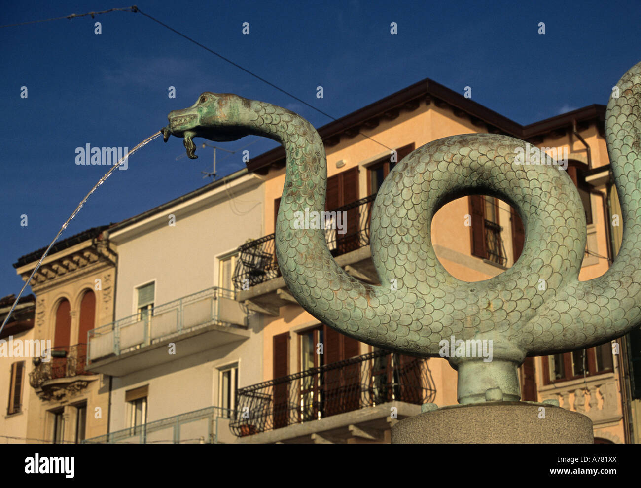a fountain in Campione d Italia on the lake Ceresio an italian enclave ...