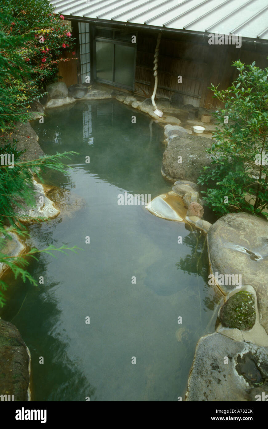 Hot springs spa pool furo Kyushu island Japan Stock Photo - Alamy