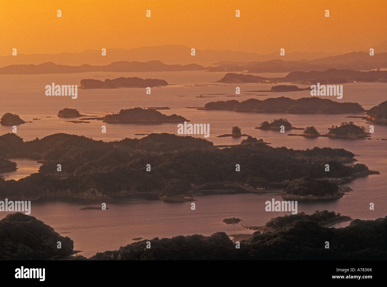 sea landscape Kujyurushima 99 island Sasebo city Kyushu island Japan ...