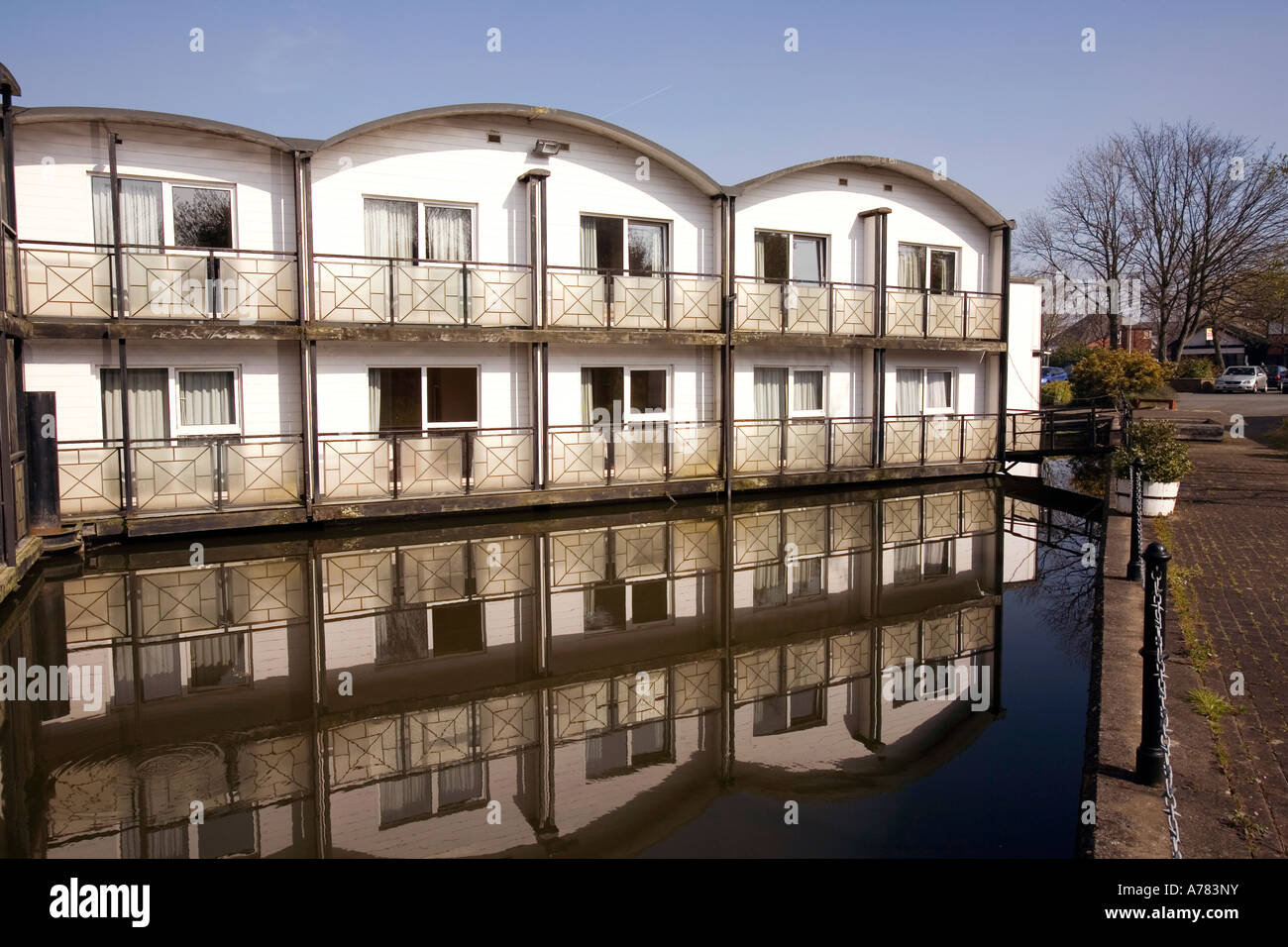 UK Cheshire Vale Royal Northwich Floatel floating hotel on River Weaver ...