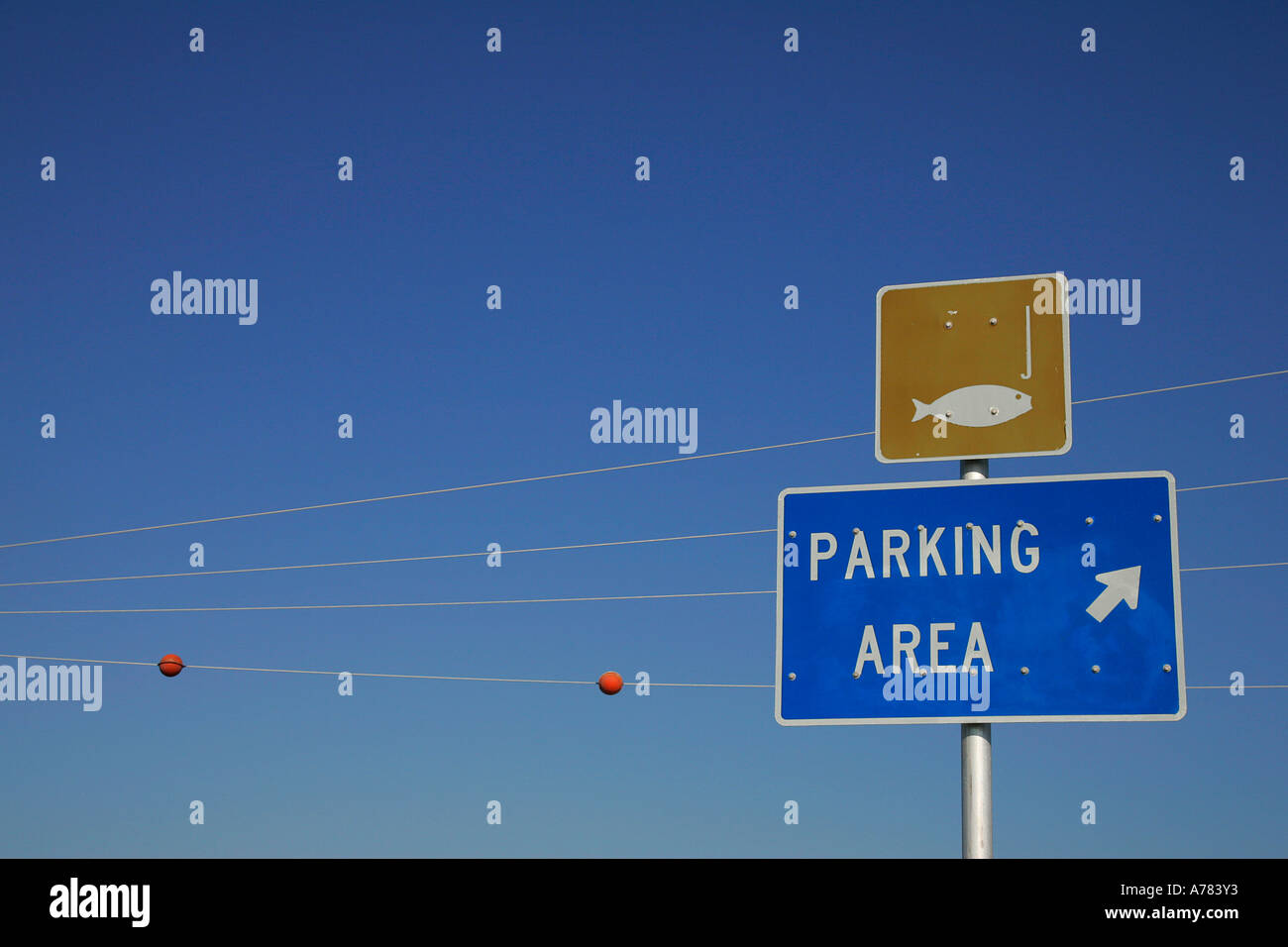 A line wire fishing parking area road traffic sign blue sky fisherman ...