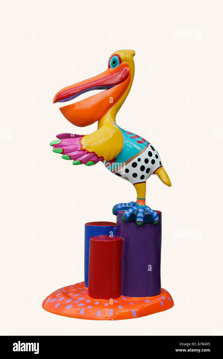 Pelican plastic toy animal colourful orange red black bird cook a ...