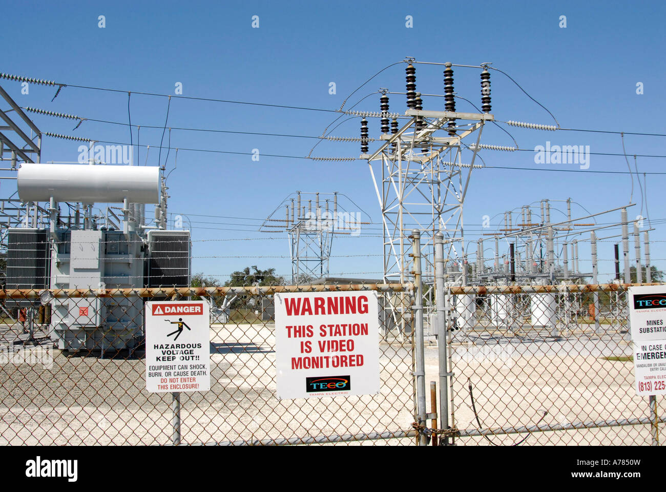 Warning Sign Alerting People to Video Monitoring at Electrical Power ...