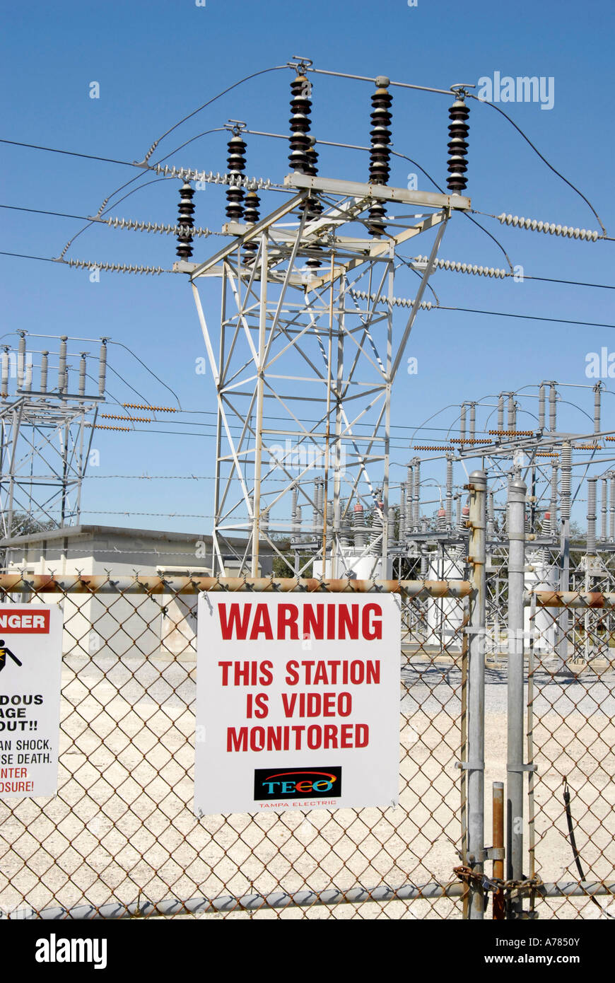 Warning Sign Alerting People to Video Monitoring at Electrical Power ...