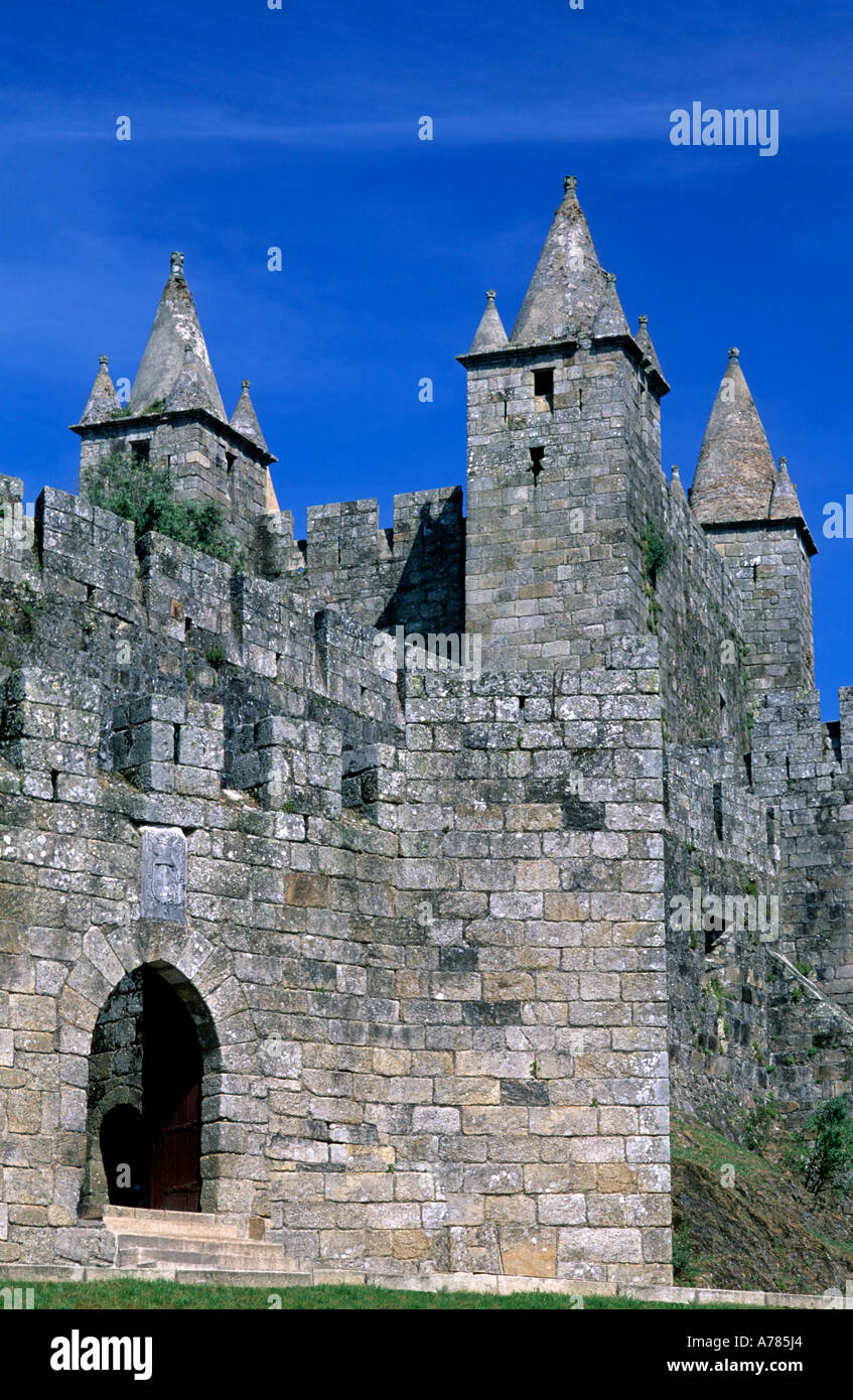 Main entrance, walls and towers, Castle Santa Maria da Feira, Santa ...