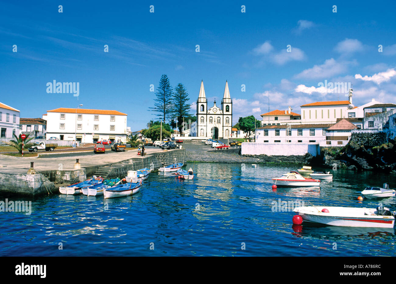 Harbour and village of Madalena, Pico Island, Azores, Portugal Stock ...