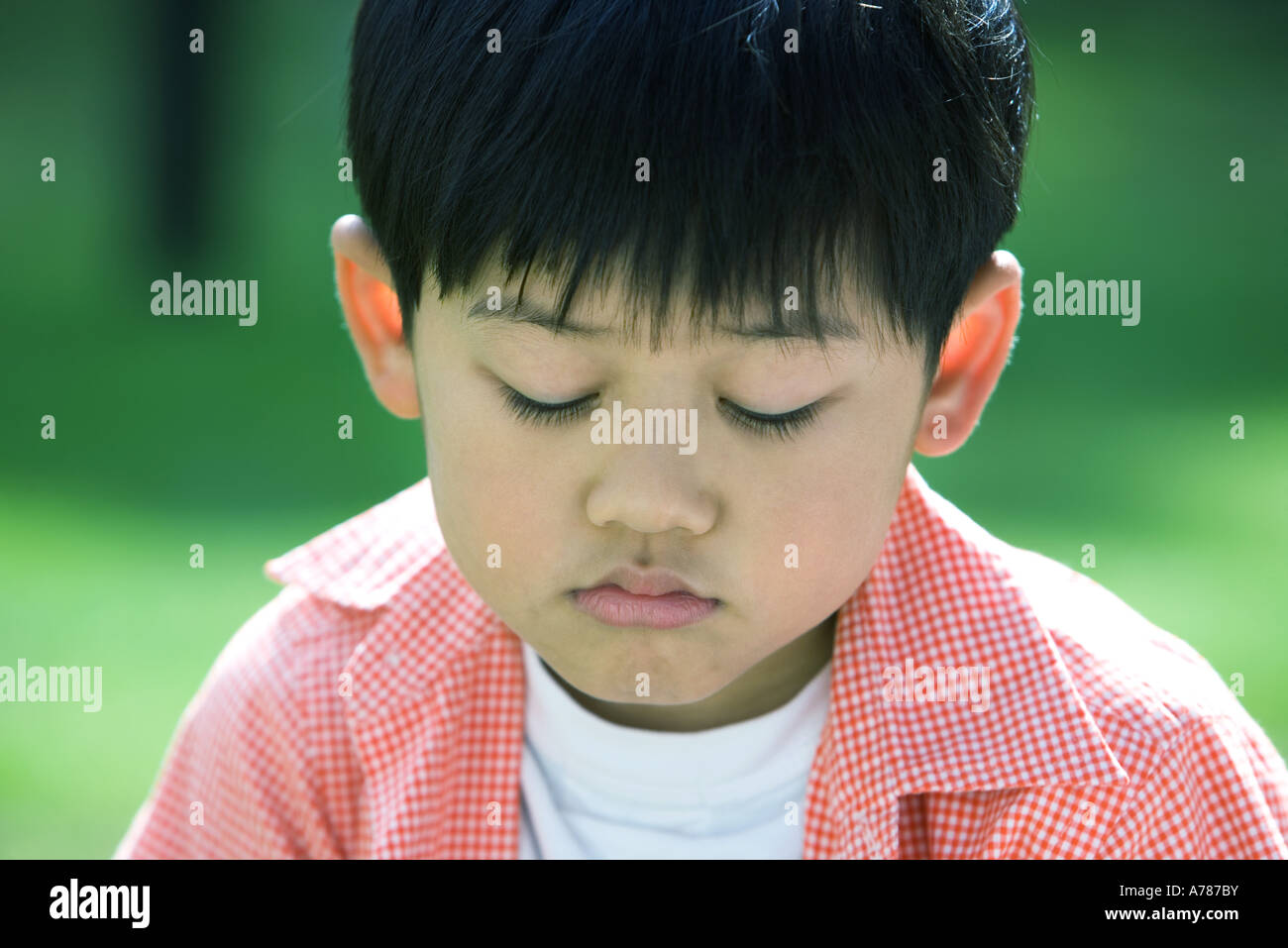Boy with eyes closed, portrait Stock Photo - Alamy