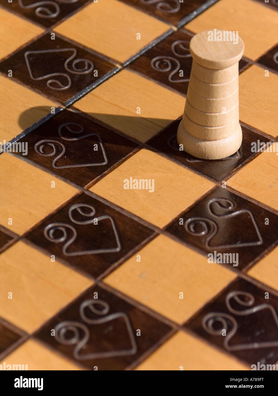 chess tower white rook on a wooden chess board Stock Photo - Alamy