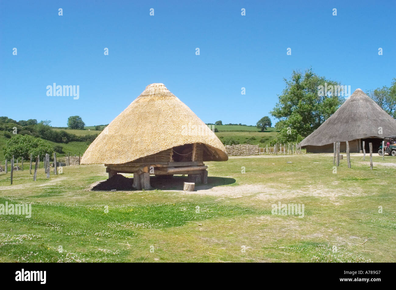 Castell henllys reconstructed iron age fort Stock Photo - Alamy