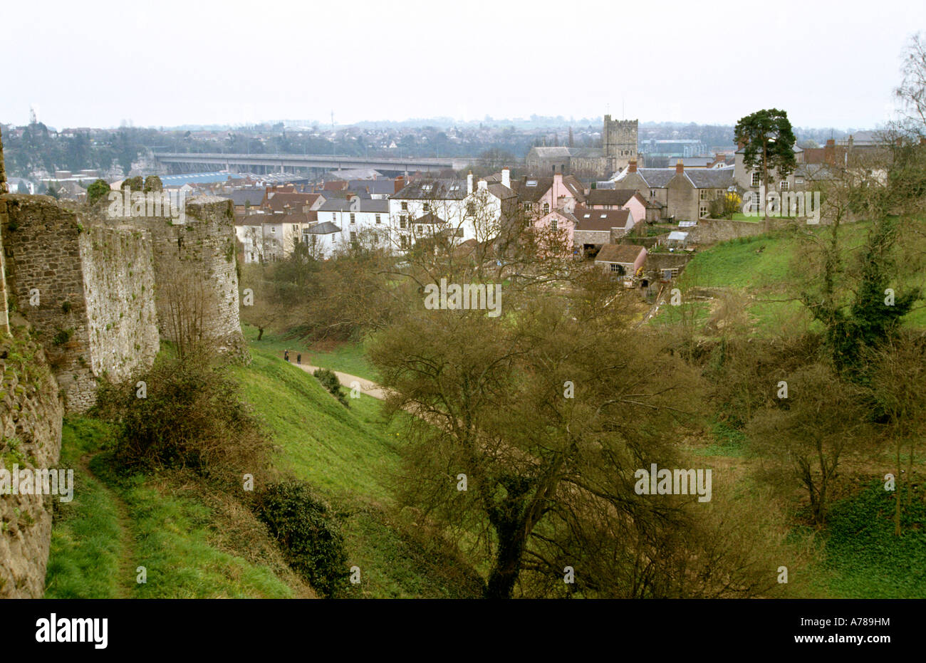 UK Wales Gwent Chepstow town from the Castle Stock Photo - Alamy