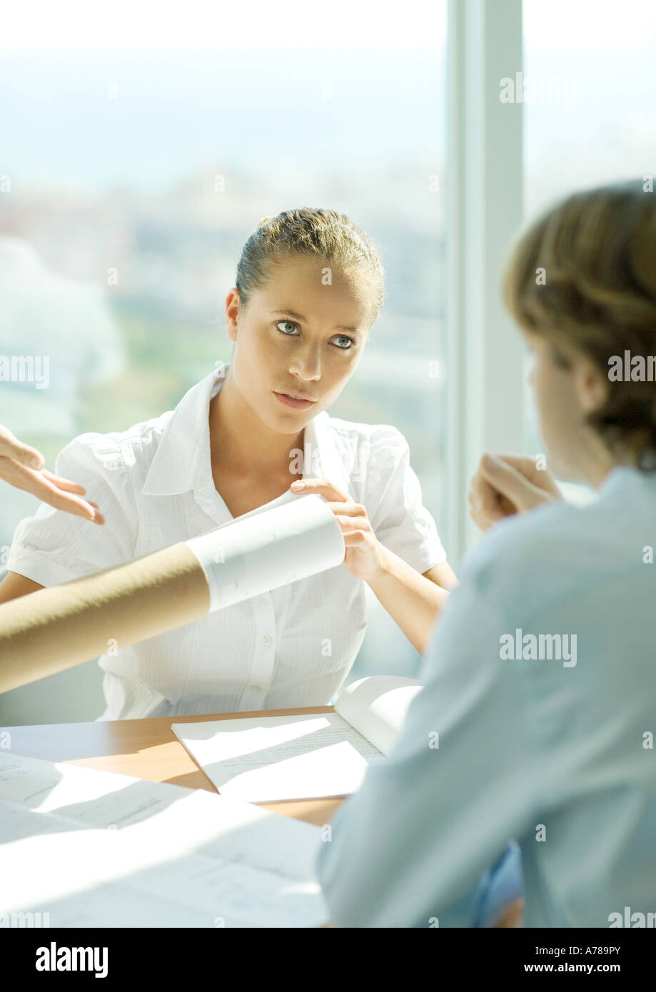 Woman backlit rear view office hi-res stock photography and images - Alamy