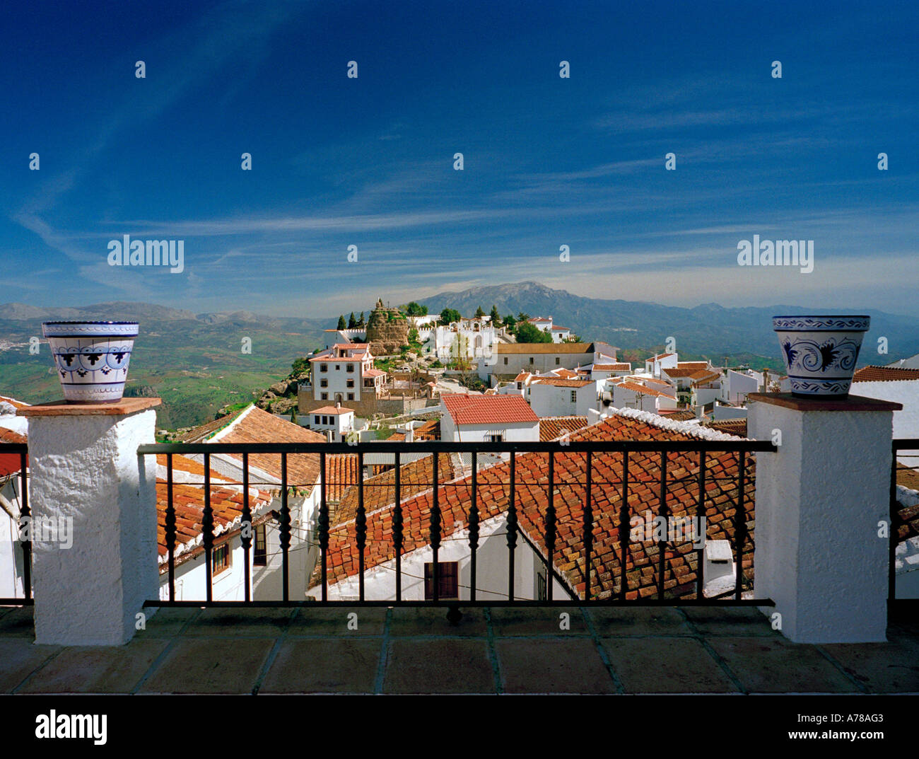 Comares spain hill village view pueblo blanco malaga hi-res stock ...