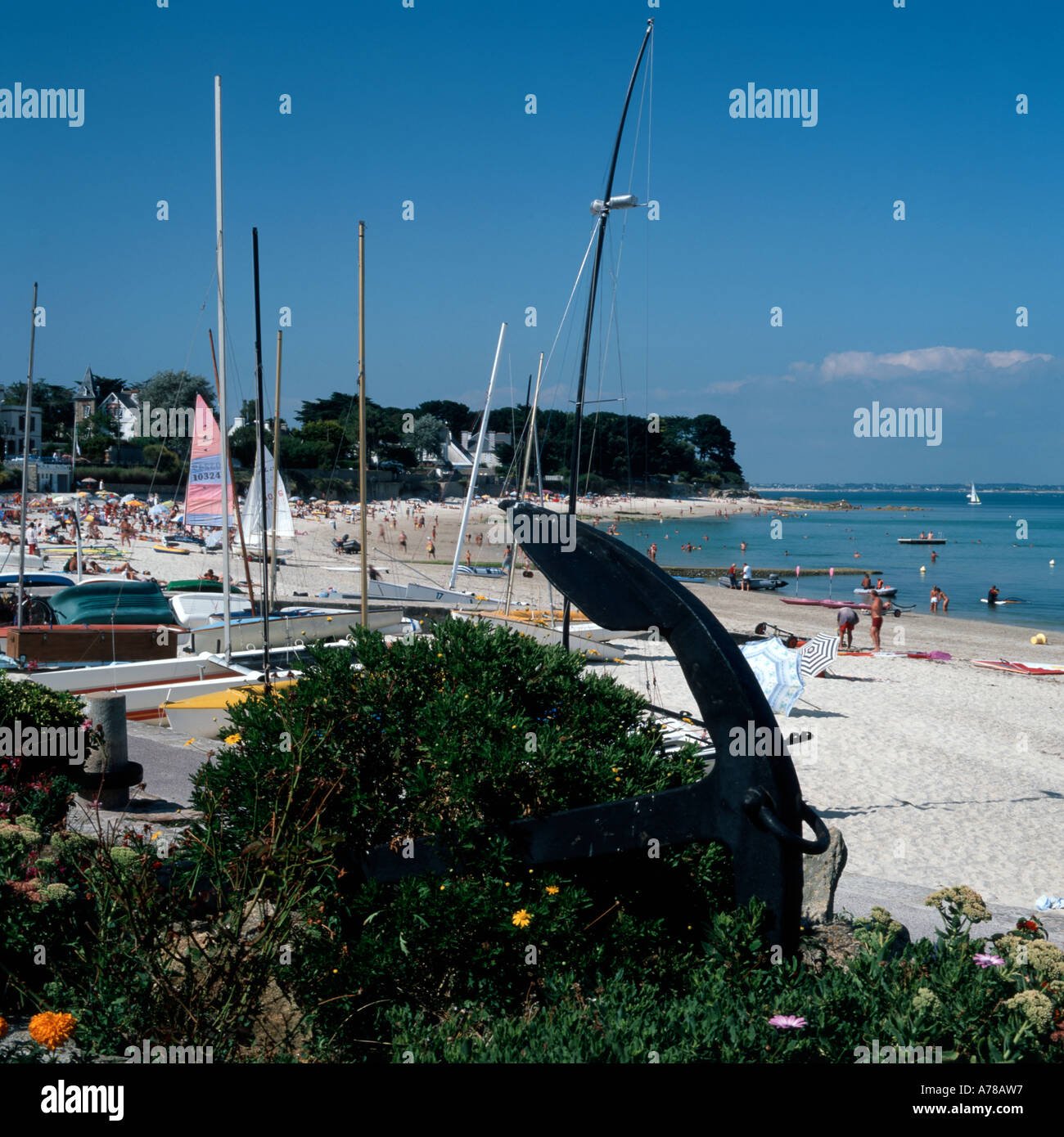 Beach in summer St Pierre Quiberon Morbihan Bretagne France Stock Photo ...