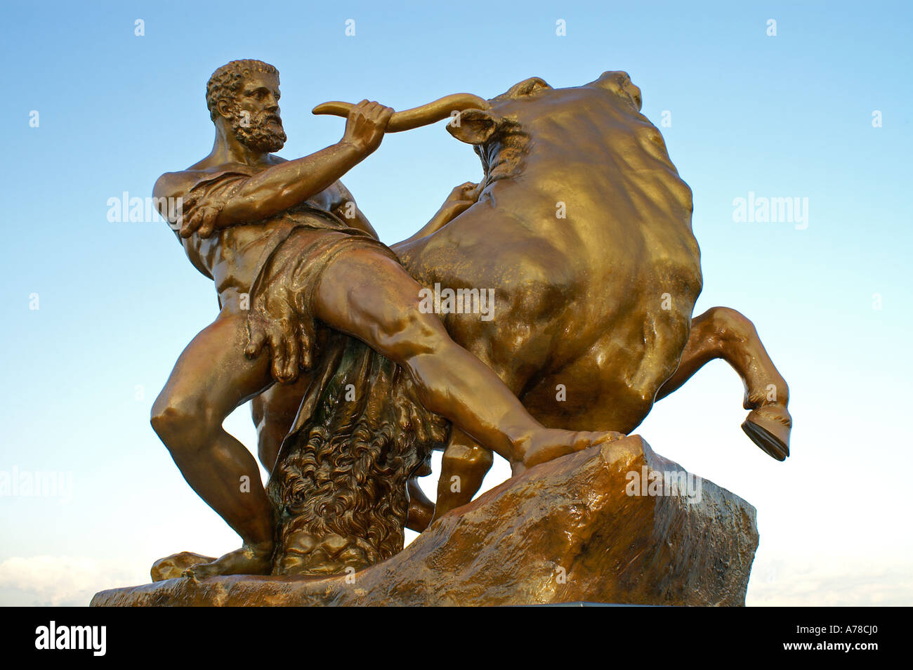 Fighter with bull Stock Photo - Alamy