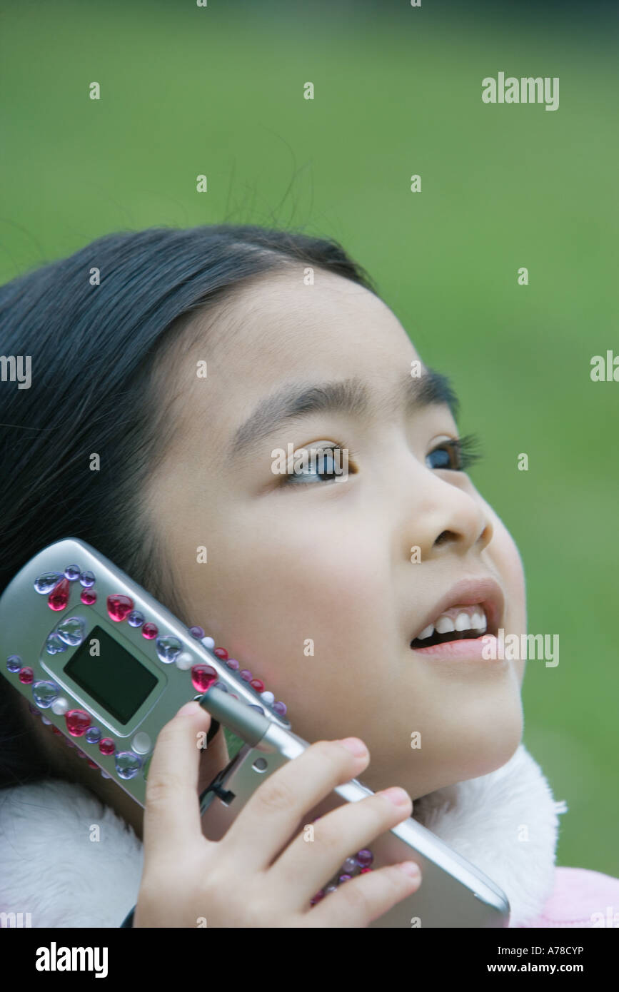 Little girl using cell phone, close-up Stock Photo - Alamy