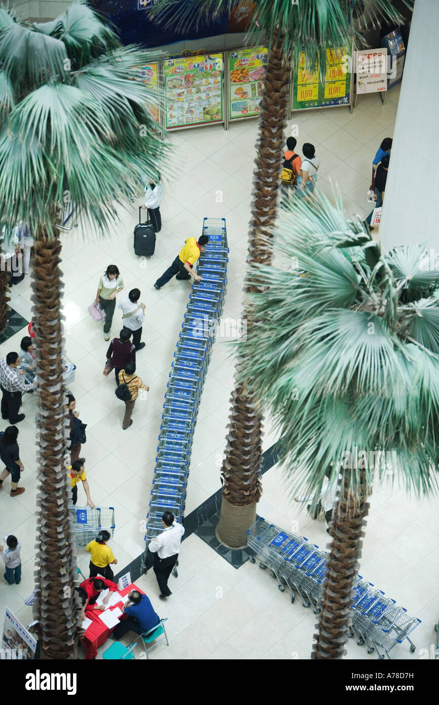 Shopping mall courtyard, high angle view Stock Photo - Alamy