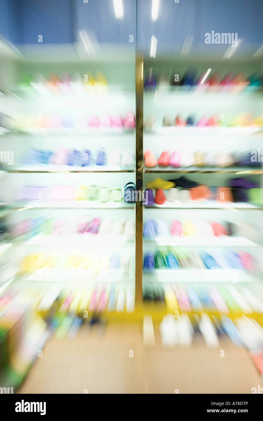 Shoe store, blurre Stock Photo - Alamy