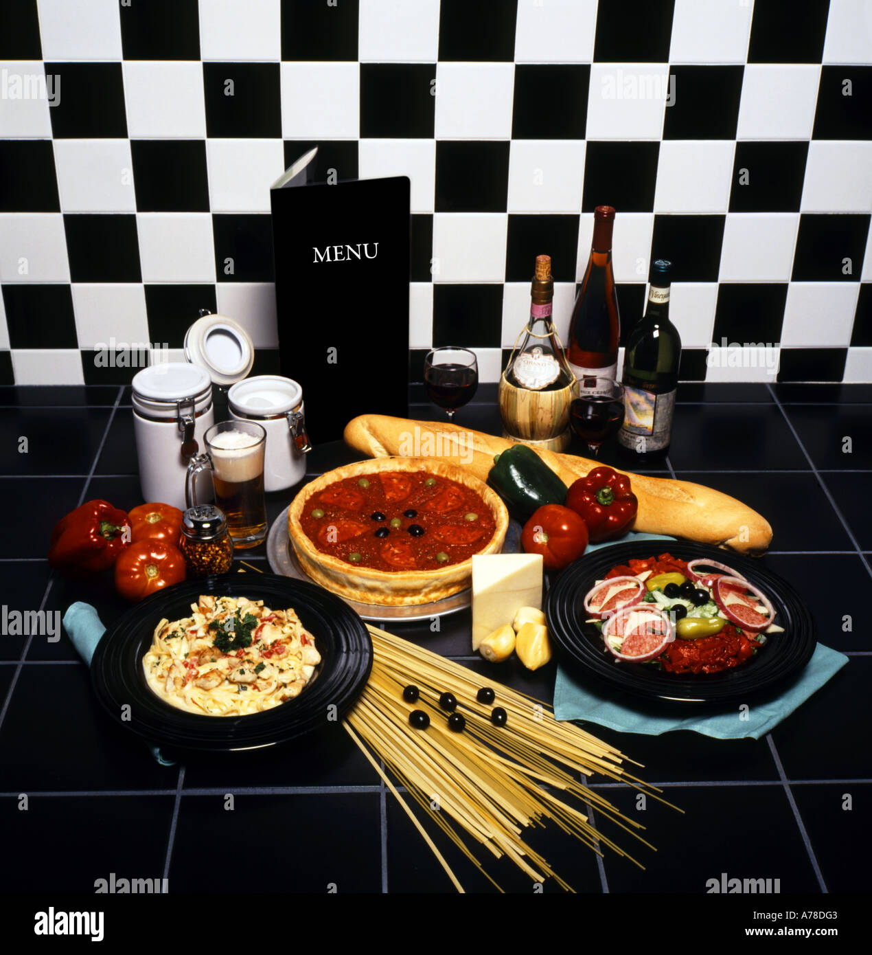 Generic Italian Food Still Life Studio Stock Photo - Alamy