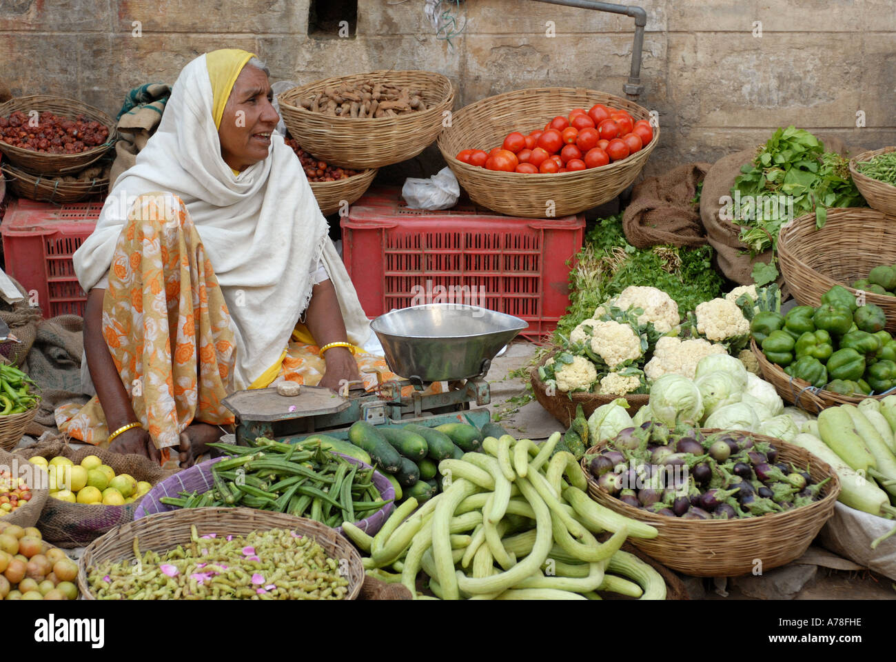 Market in the holy city of Pushkar Rajasthan India Stock Photo - Alamy