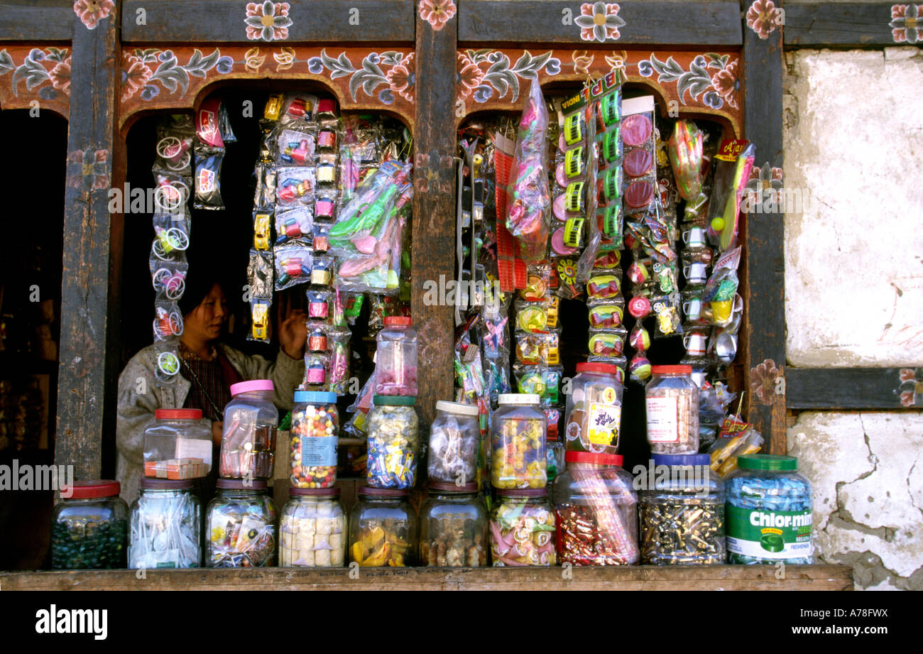 Bhutan Thimpu bazaar sweet shop front Stock Photo - Alamy