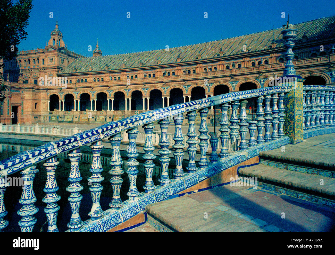 Andalusian plaza espana seville spain ceramic tile bridge andalucia hi ...