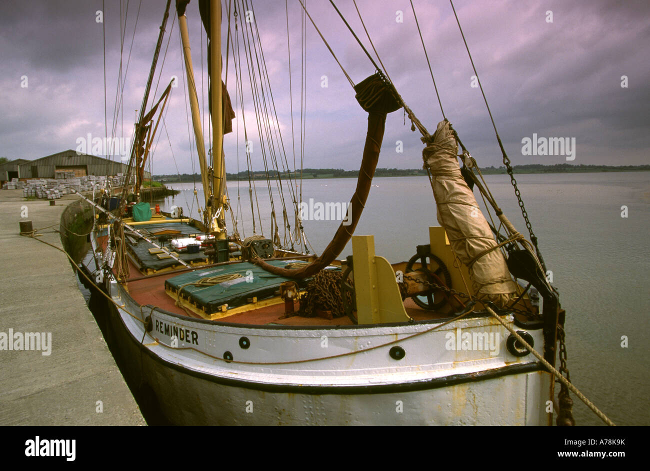 UK Essex Constable Country Mistley Quay sailing boat Reminder on River ...