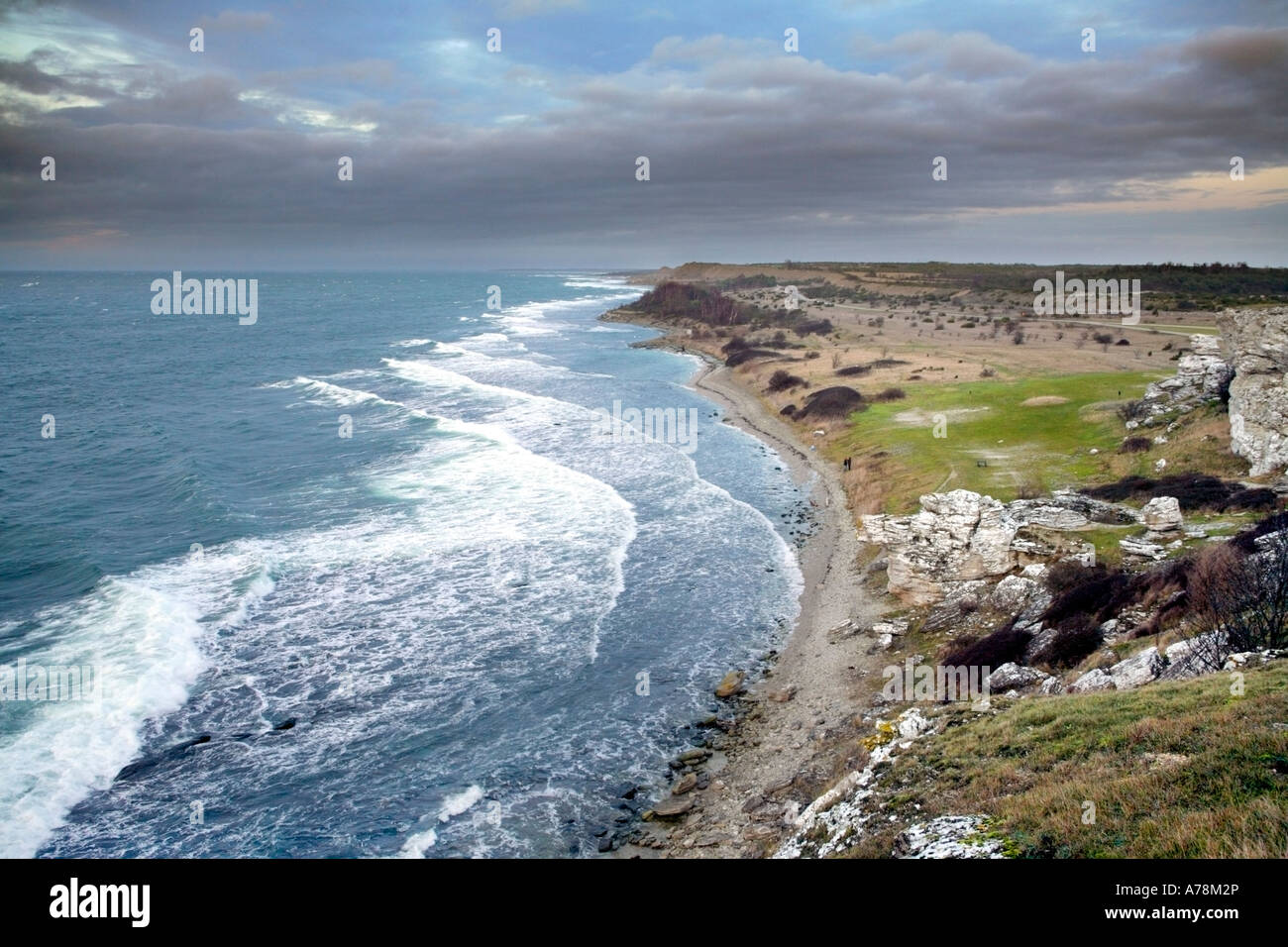 The stark seascape of SW coast of Gotland island a Swedish tourist ...