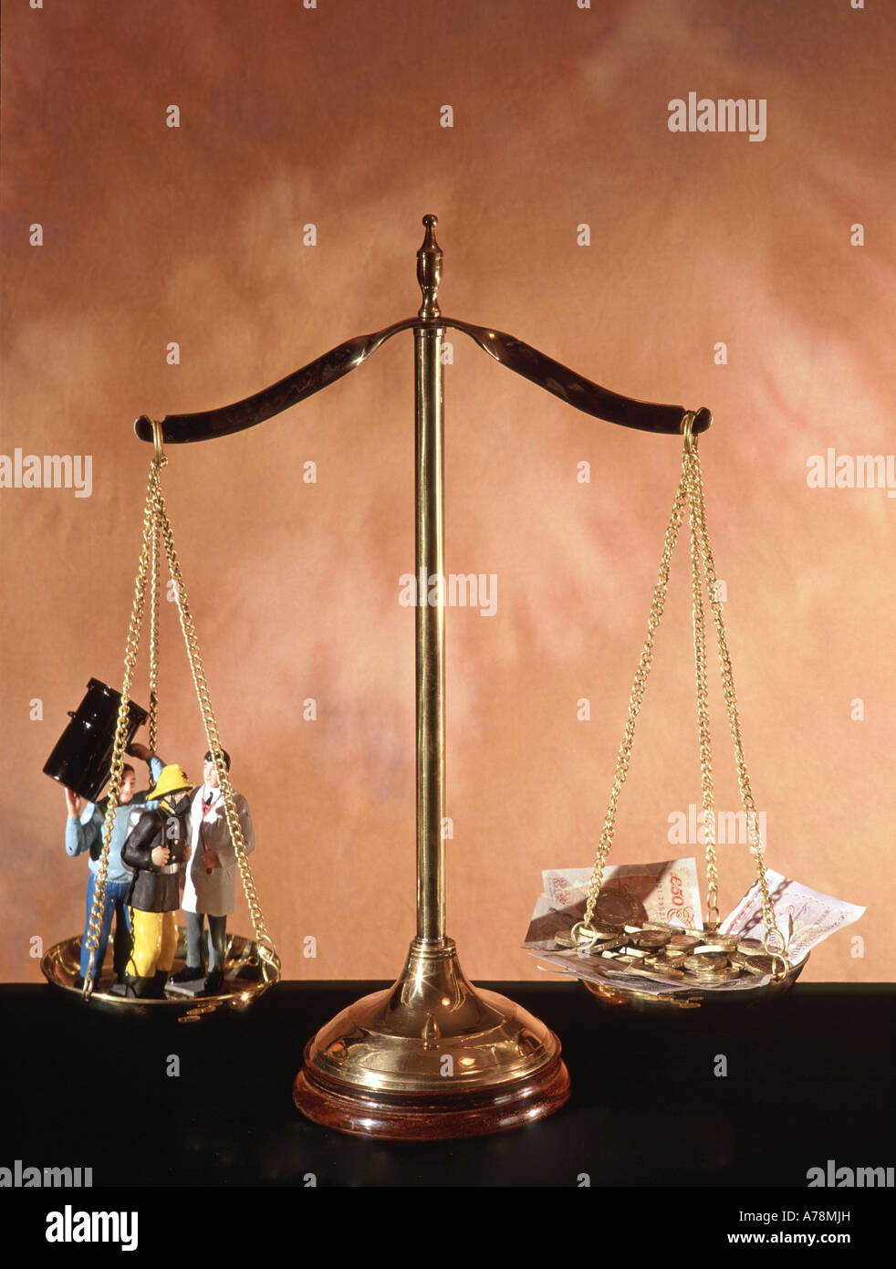 Pan balance set up as a concept image to illustrate the relationship ...