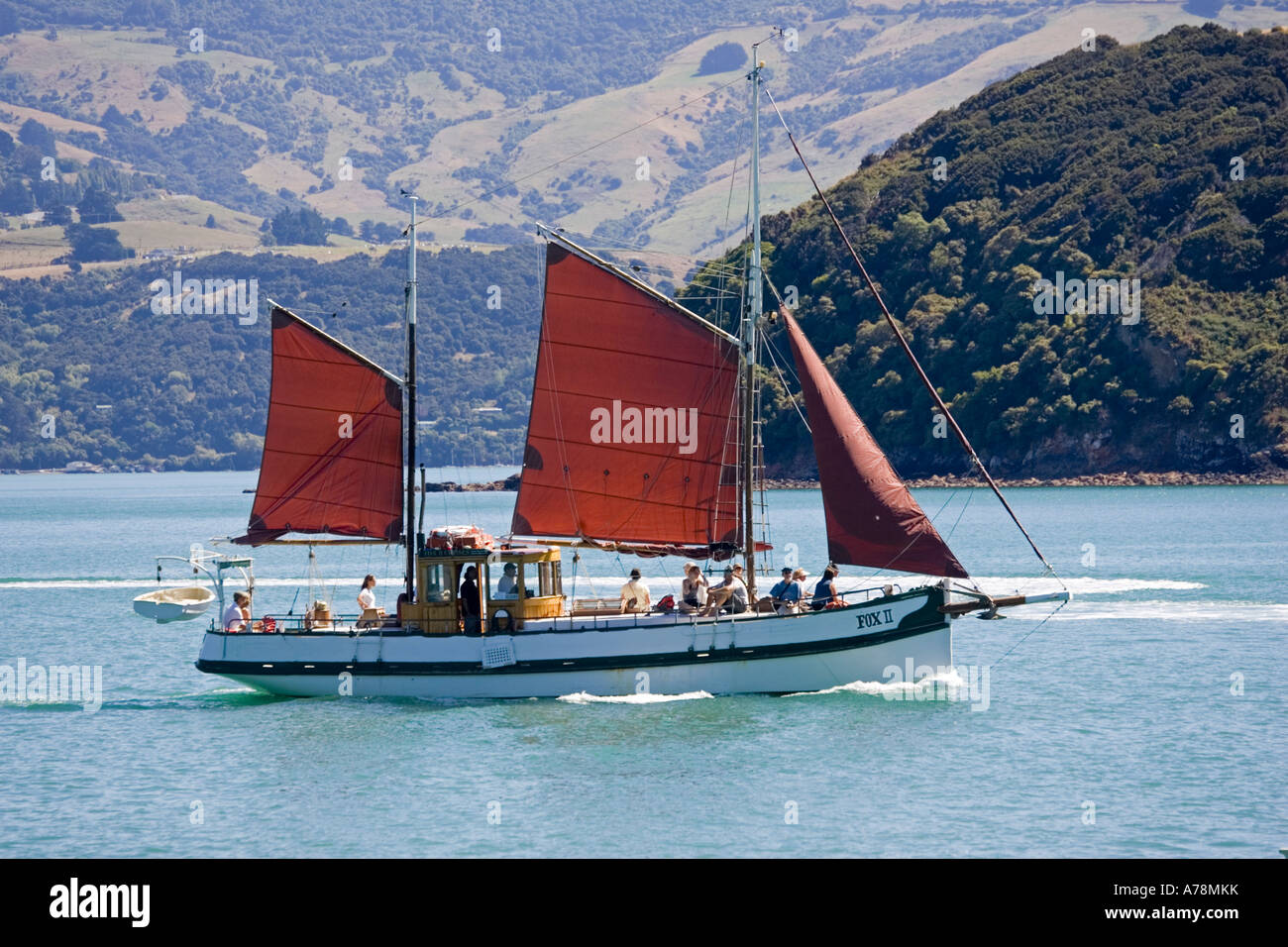 Tourists on Fox II rigged sailing ketch taking tourists on wildlife ...