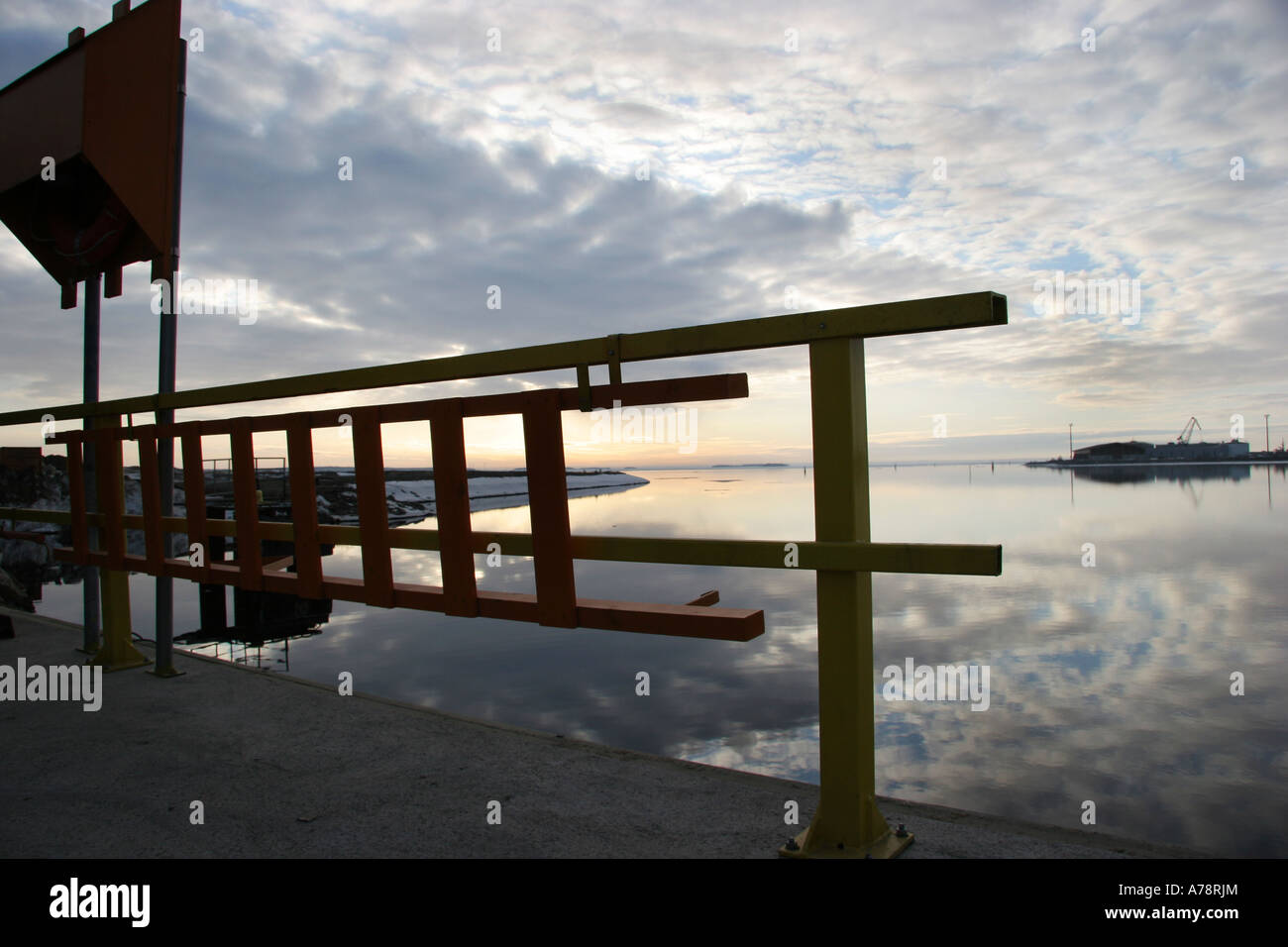 Sea view through railing in Oulu Port Stock Photo - Alamy