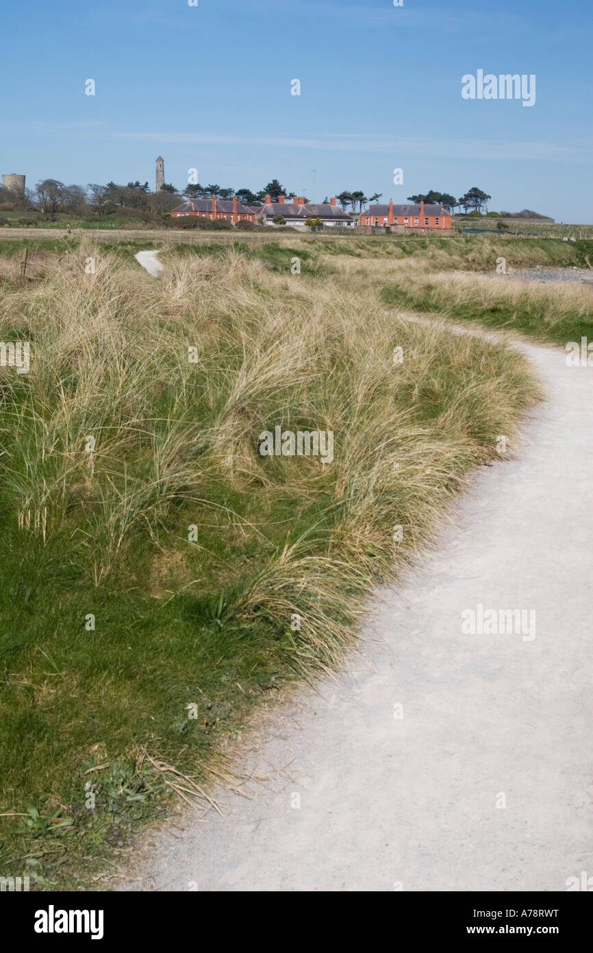 Winding sand path leading to hospital surrounded by grasses Stock Photo ...