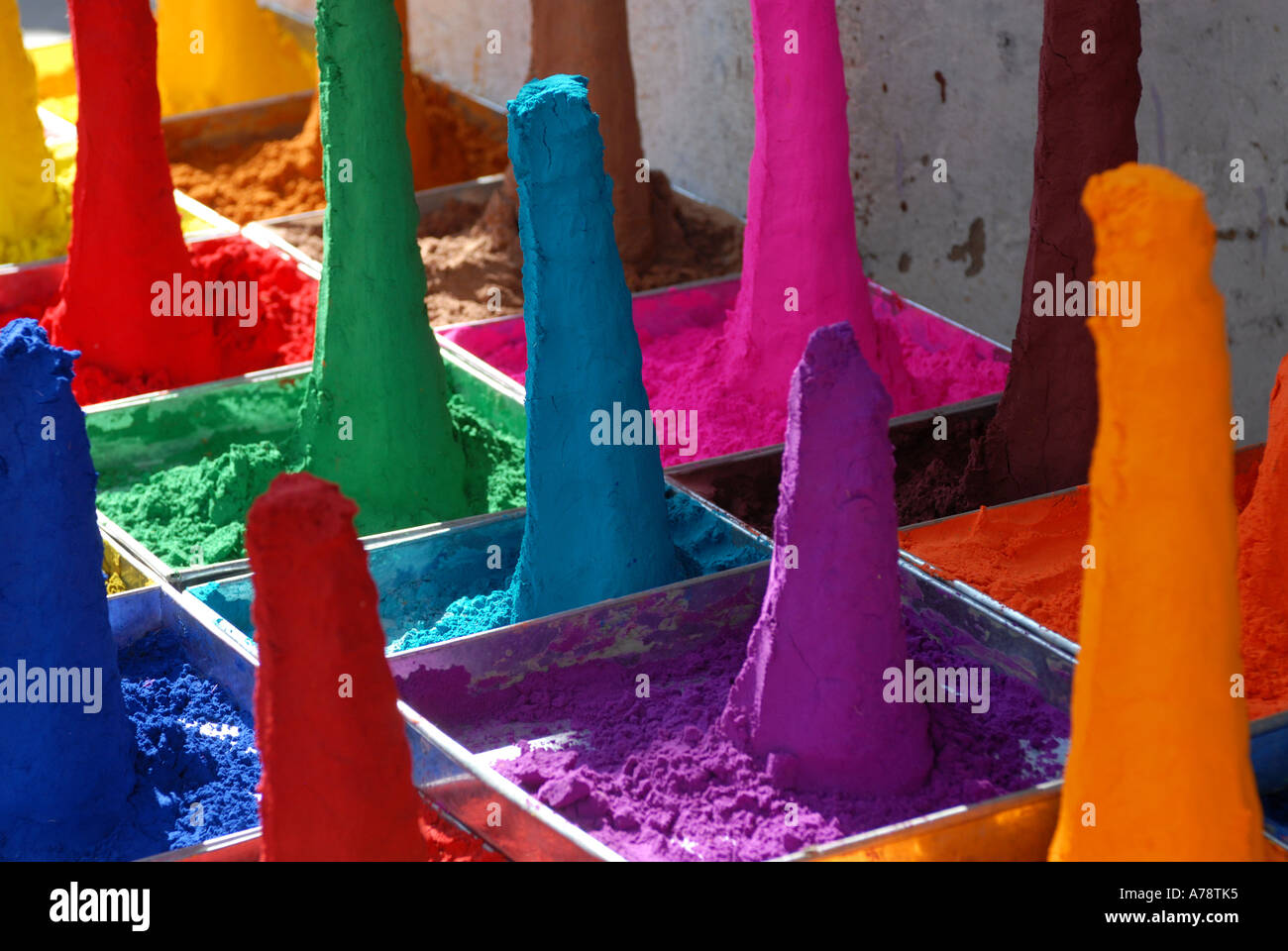Piles of powder colour paint for the Holi festival The holy city of ...