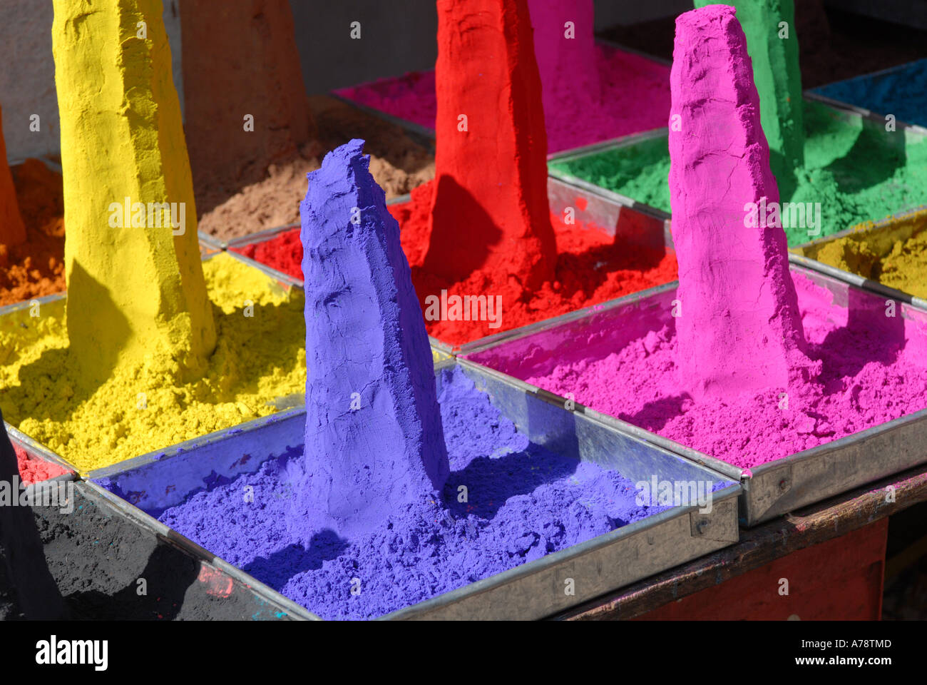 Piles of powder colour paint for the Holi festival The holy city of ...