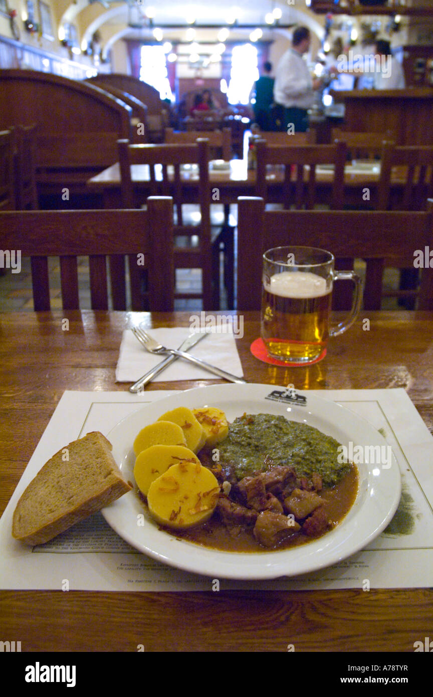 A traditional Czech meal in a cellar restaurant in central Prague Czech ...
