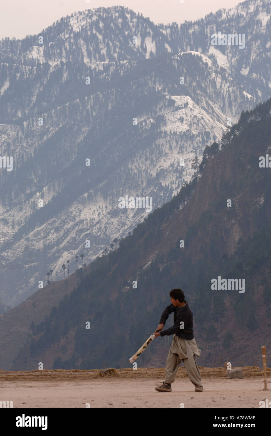 Playing cricket in the mountain in the village of Chikar Pakistan ...