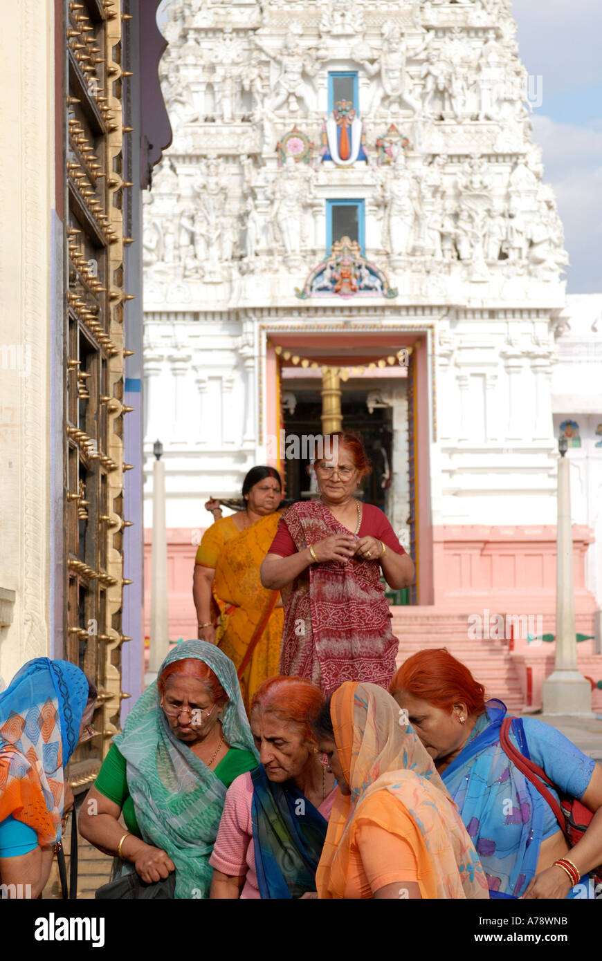 Women leaving Hindu temple in the holy city of Pushkar Rajasthan India ...