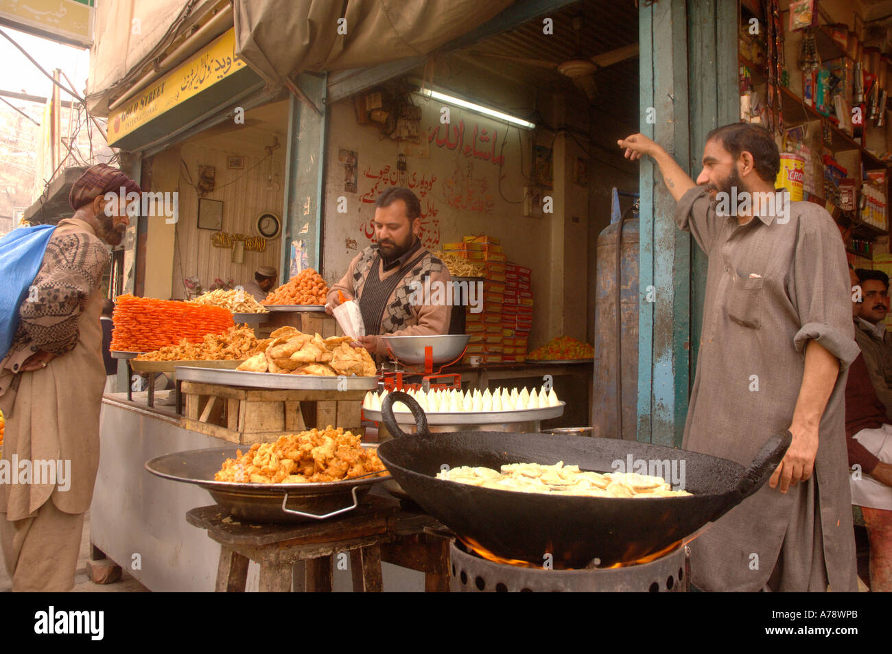 Shops selling fruit, vegetables and Naswar in Muzaffarabad, Kashmir ...